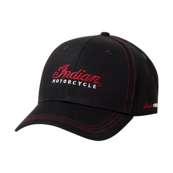 Indian Contrast Stitch Cap - Black - Freedom Motorcycles